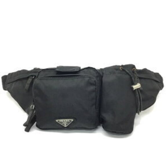 Prada | Bags | Prada Waist Bum Bag Body Black Nylon Triangle Logo Plate ...